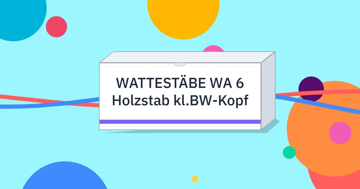 Symbolbild: Packung mit der Aufschrift WATTESTÄBE WA 6 Holzstab kl.BW-Kopf (PZN 06141606) – Verfügbarkeit und Bezug in Apotheken in Frankfurt am Main