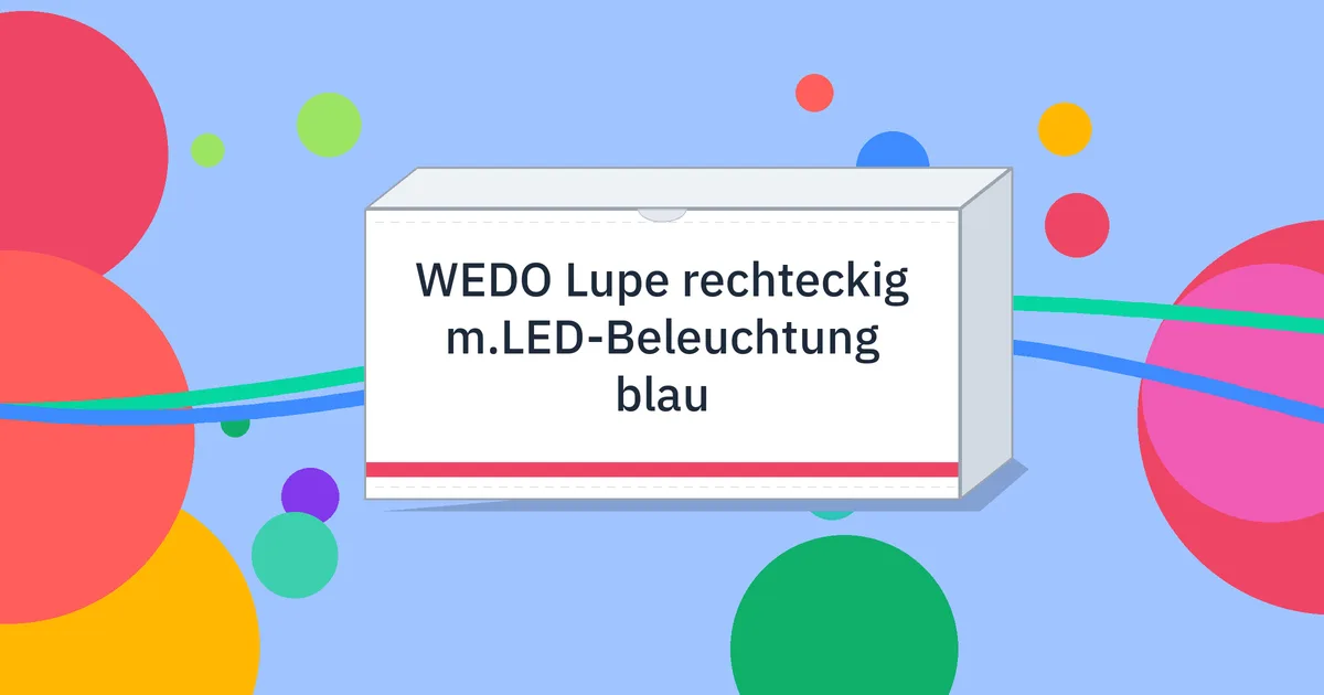 Symbolbild: Packung mit der Aufschrift WEDO Lupe rechteckig m.LED-Beleuchtung blau (PZN 14318059) – Verfügbarkeit und Bezug in Apotheken in Frankfurt am Main
