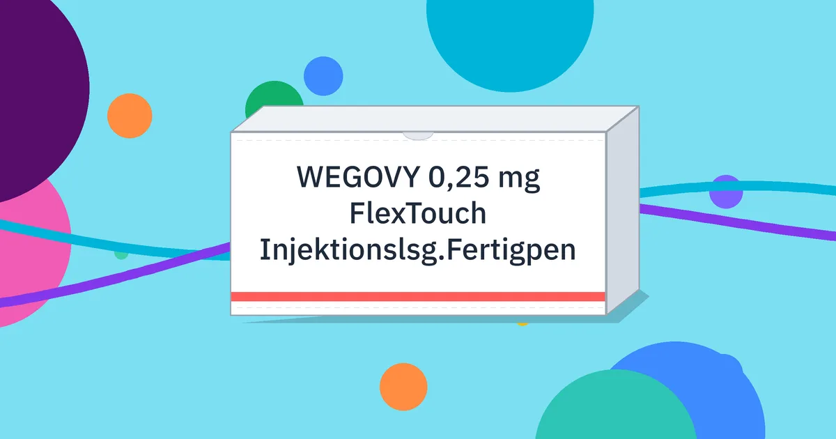 Symbolbild: Packung mit der Aufschrift WEGOVY 0,25 mg FlexTouch Injektionslsg.Fertigpen (PZN 19095960) – Verfügbarkeit und Bezug in Apotheken in Frankfurt am Main