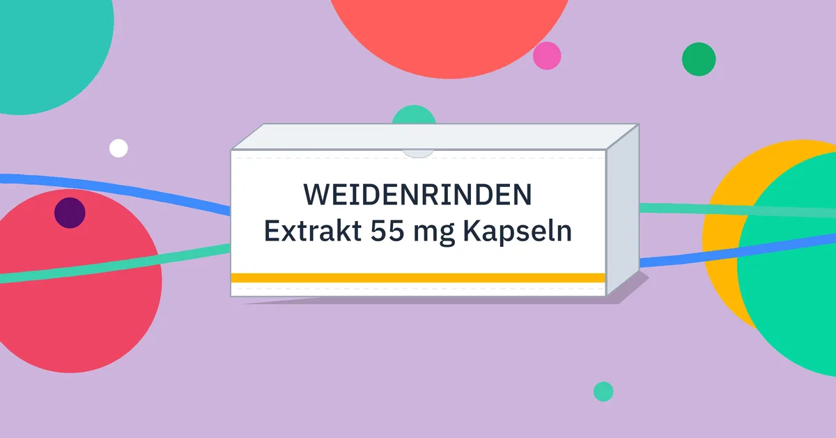 Symbolbild: Packung mit der Aufschrift WEIDENRINDEN Extrakt 55 mg Kapseln (PZN 20858015) – Verfügbarkeit und Bezug in Apotheken in Frankfurt am Main