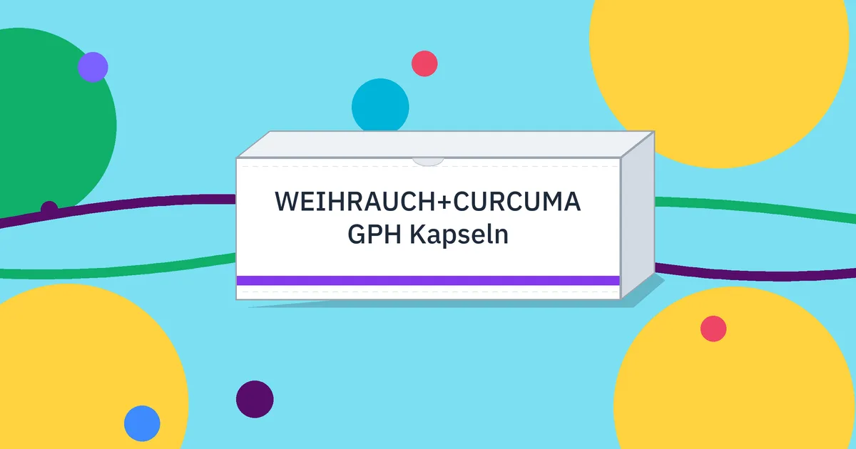 Symbolbild: Packung mit der Aufschrift WEIHRAUCH+CURCUMA GPH Kapseln (PZN 16570805) – Verfügbarkeit und Bezug in Apotheken in Frankfurt am Main