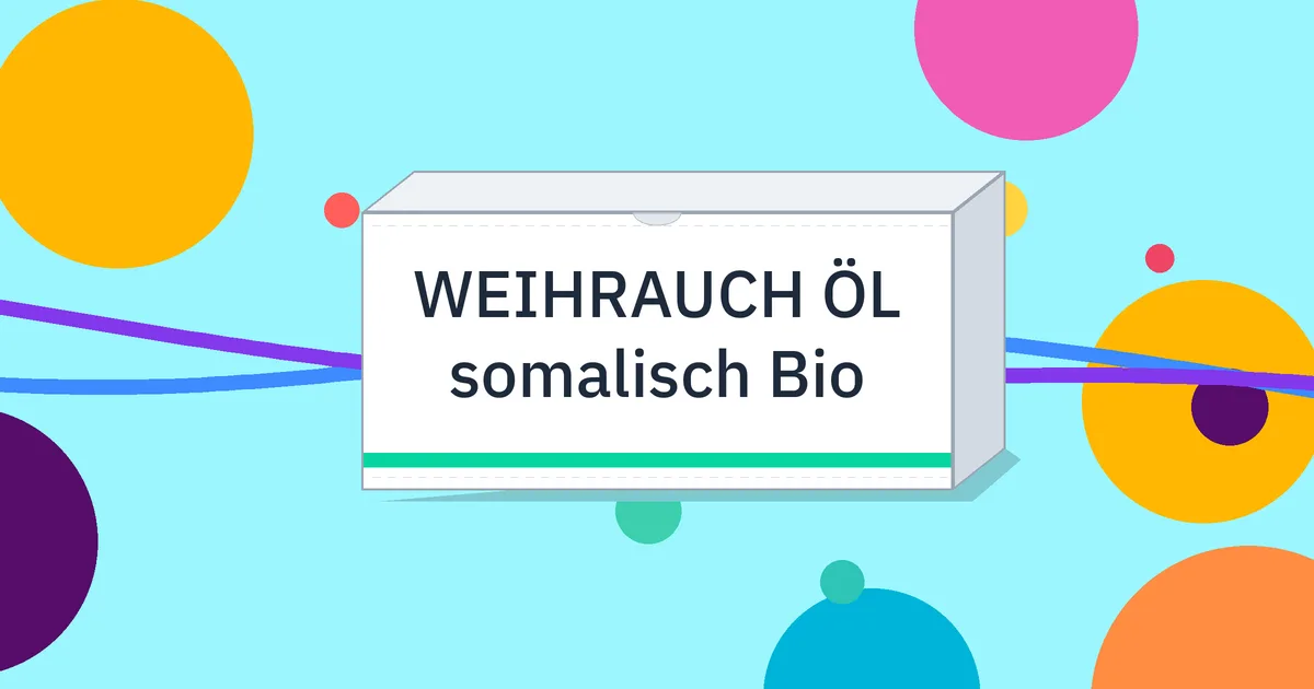 Symbolbild: Packung mit der Aufschrift WEIHRAUCH ÖL somalisch Bio (PZN 11283018) – Verfügbarkeit und Bezug in Apotheken in Frankfurt am Main