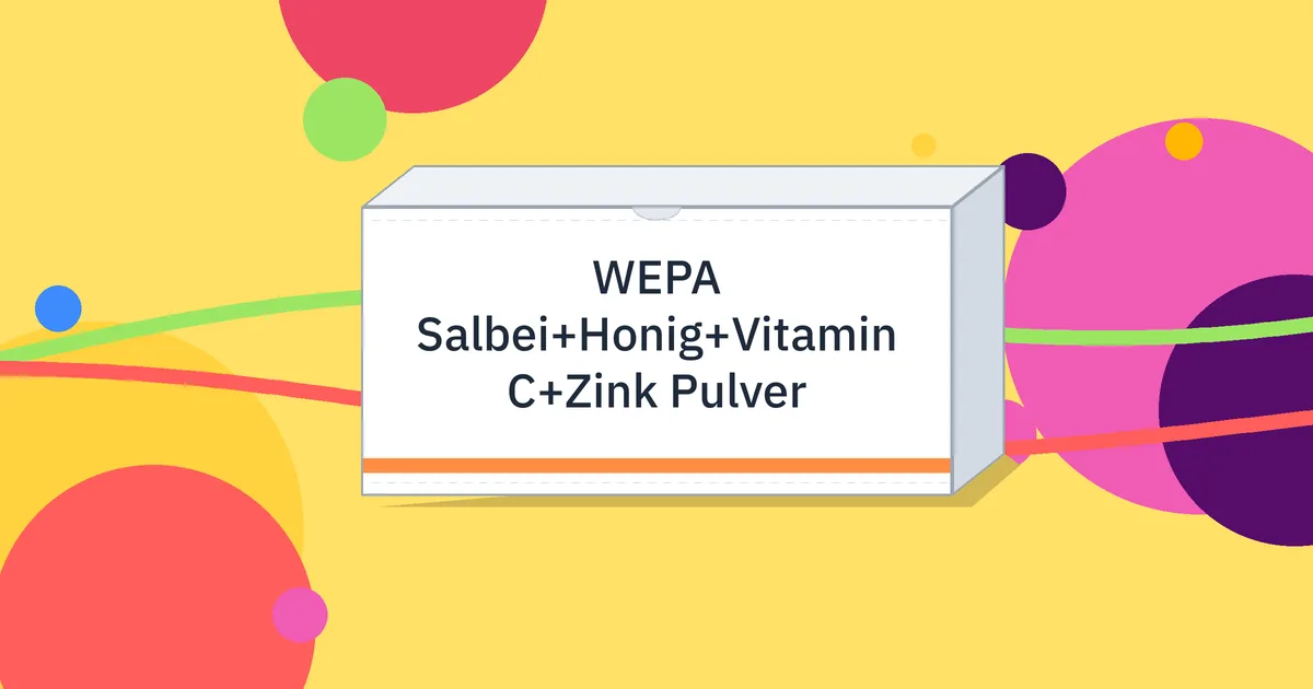 Symbolbild: Packung mit der Aufschrift WEPA Salbei+Honig+Vitamin C+Zink Pulver (PZN 18336930) – Verfügbarkeit und Bezug in Apotheken in Frankfurt am Main