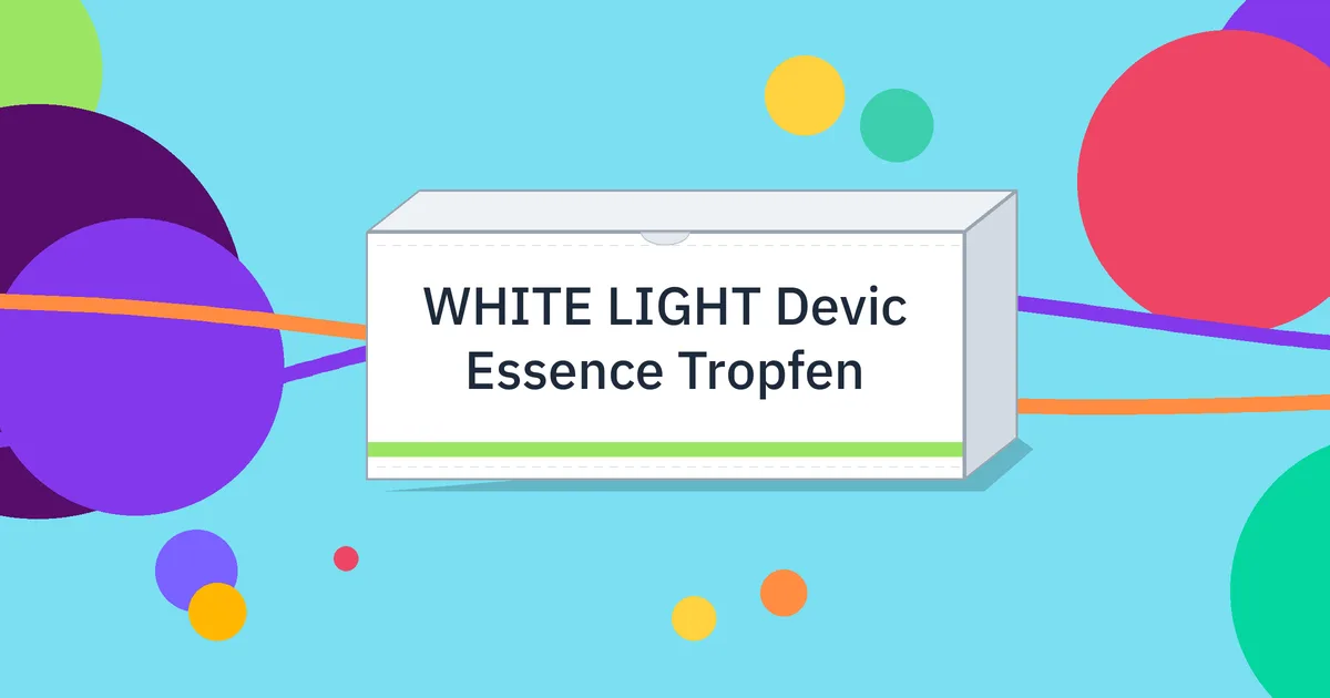 Symbolbild: Packung mit der Aufschrift WHITE LIGHT Devic Essence Tropfen (PZN 18791982) – Verfügbarkeit und Bezug in Apotheken in Frankfurt am Main