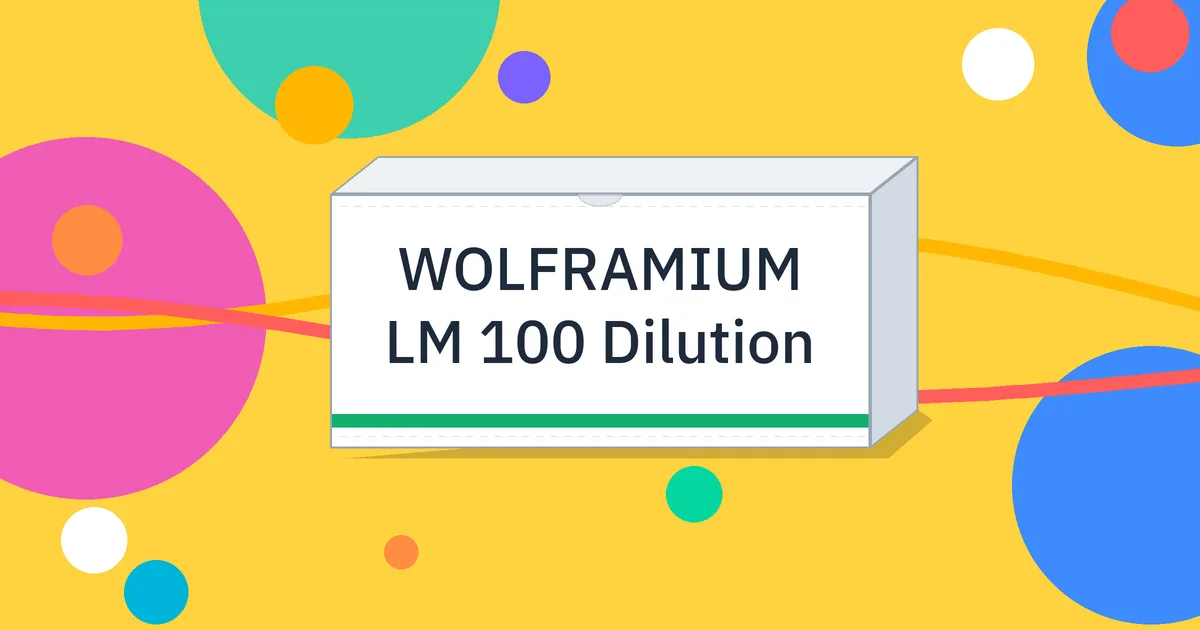 Symbolbild: Packung mit der Aufschrift WOLFRAMIUM LM 100 Dilution (PZN 13281242) – Verfügbarkeit und Bezug in Apotheken in Frankfurt am Main