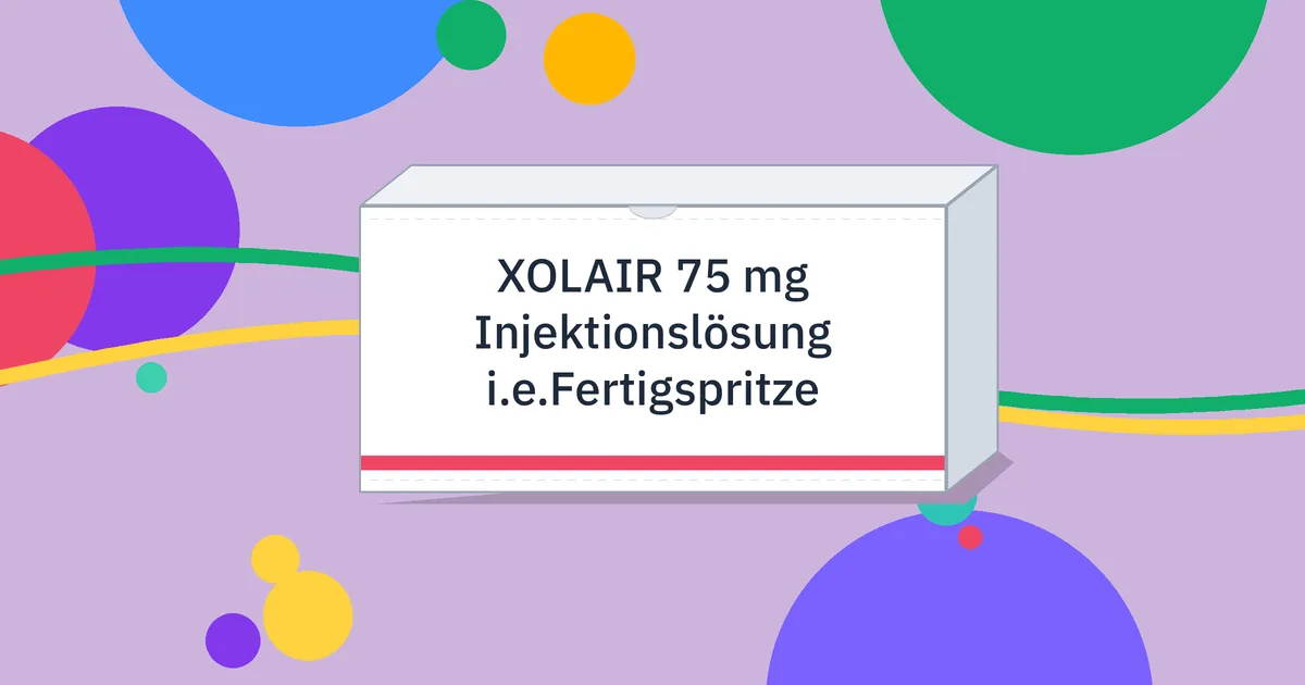 Symbolbild: Packung mit der Aufschrift XOLAIR 75 mg Injektionslösung i.e.Fertigspritze (PZN 19462683) – Verfügbarkeit und Bezug in Apotheken in Frankfurt am Main