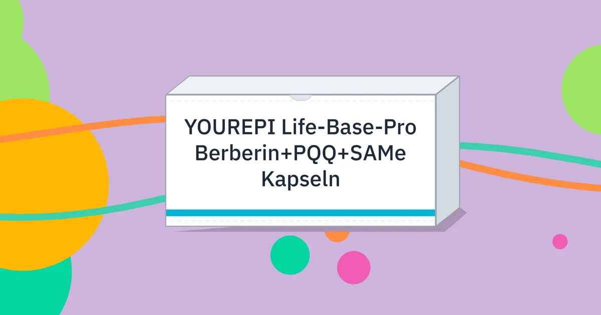 Symbolbild: Packung mit der Aufschrift YOUREPI Life-Base-Pro Berberin+PQQ+SAMe Kapseln (PZN 20840920) – Verfügbarkeit und Bezug in Apotheken in Frankfurt am Main