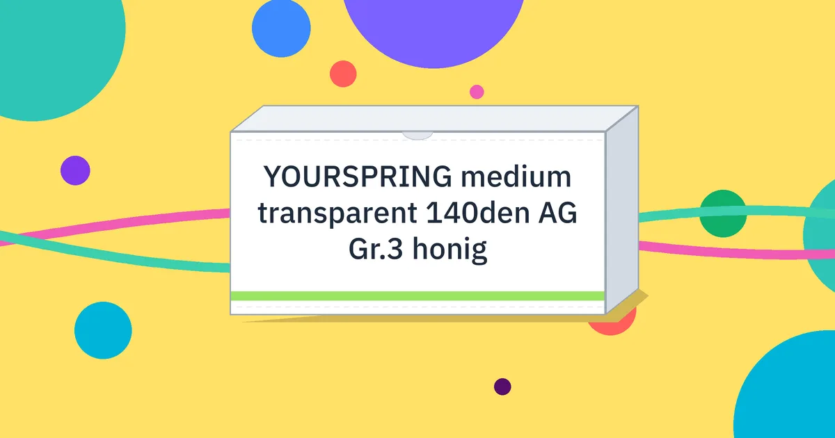 Symbolbild: Packung mit der Aufschrift YOURSPRING medium transparent 140den AG Gr.3 honig (PZN 18057176) – Verfügbarkeit und Bezug in Apotheken in Frankfurt am Main