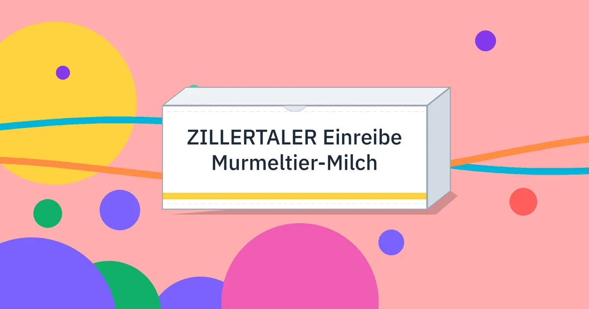 Symbolbild: Packung mit der Aufschrift ZILLERTALER Einreibe Murmeltier-Milch (PZN 20281780) – Verfügbarkeit und Bezug in Apotheken in Frankfurt am Main