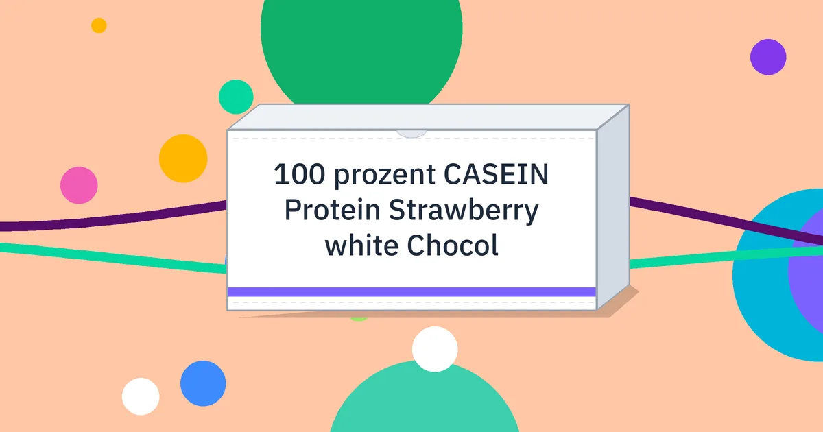 Symbolbild: Packung mit der Aufschrift 100 prozent CASEIN Protein Strawberry white Chocol (PZN 13364850) – Verfügbarkeit und Bezug in Apotheken in Frankfurt am Main