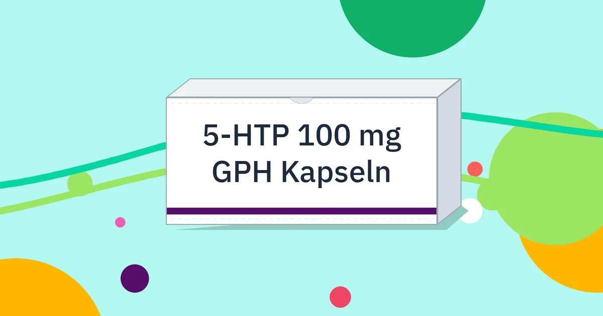 Symbolbild: Packung mit der Aufschrift 5-HTP 100 mg GPH Kapseln (PZN 13359636) – Verfügbarkeit und Bezug in Apotheken in Frankfurt am Main