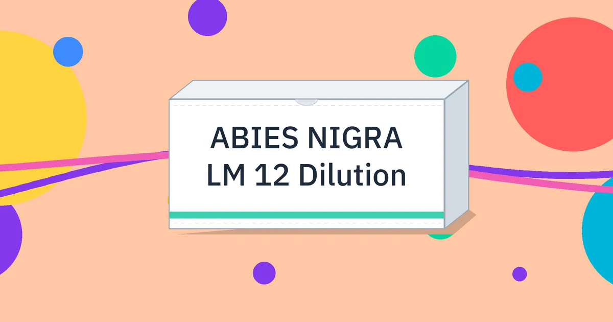 Symbolbild: Packung mit der Aufschrift ABIES NIGRA LM 12 Dilution (PZN 13260412) – Verfügbarkeit und Bezug in Apotheken in Frankfurt am Main