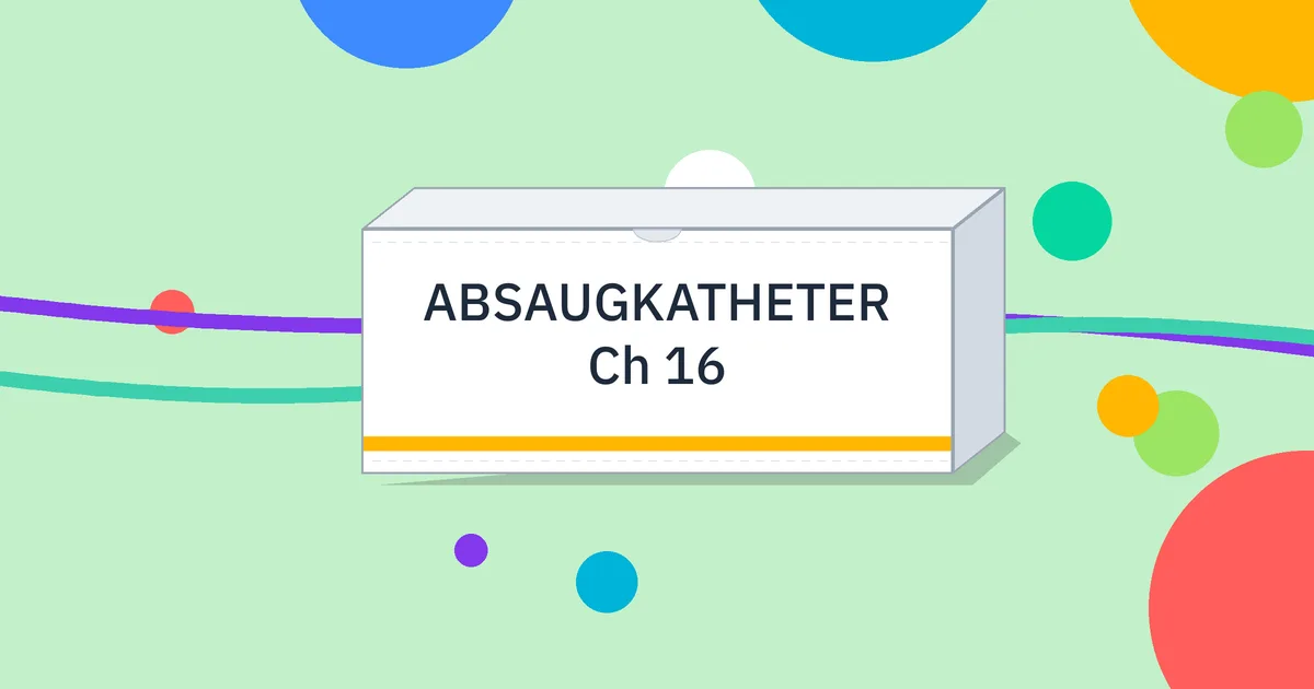 Symbolbild: Packung mit der Aufschrift ABSAUGKATHETER Ch 16 (PZN 07464688) – Verfügbarkeit und Bezug in Apotheken in Frankfurt am Main