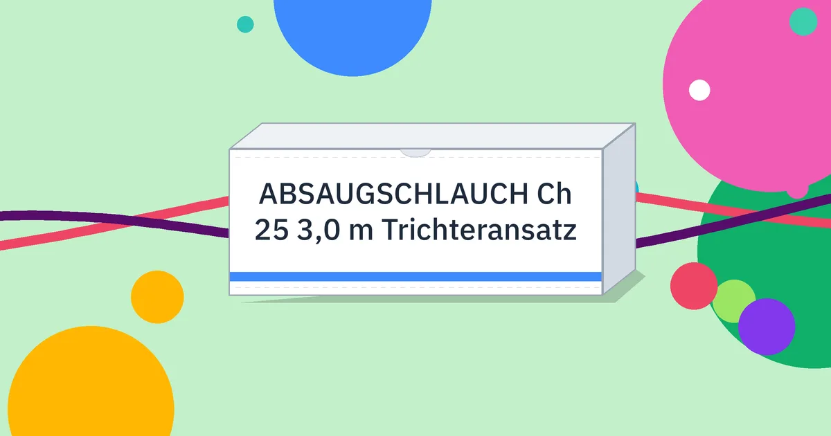 Symbolbild: Packung mit der Aufschrift ABSAUGSCHLAUCH Ch 25 3,0 m Trichteransatz (PZN 17484172) – Verfügbarkeit und Bezug in Apotheken in Frankfurt am Main