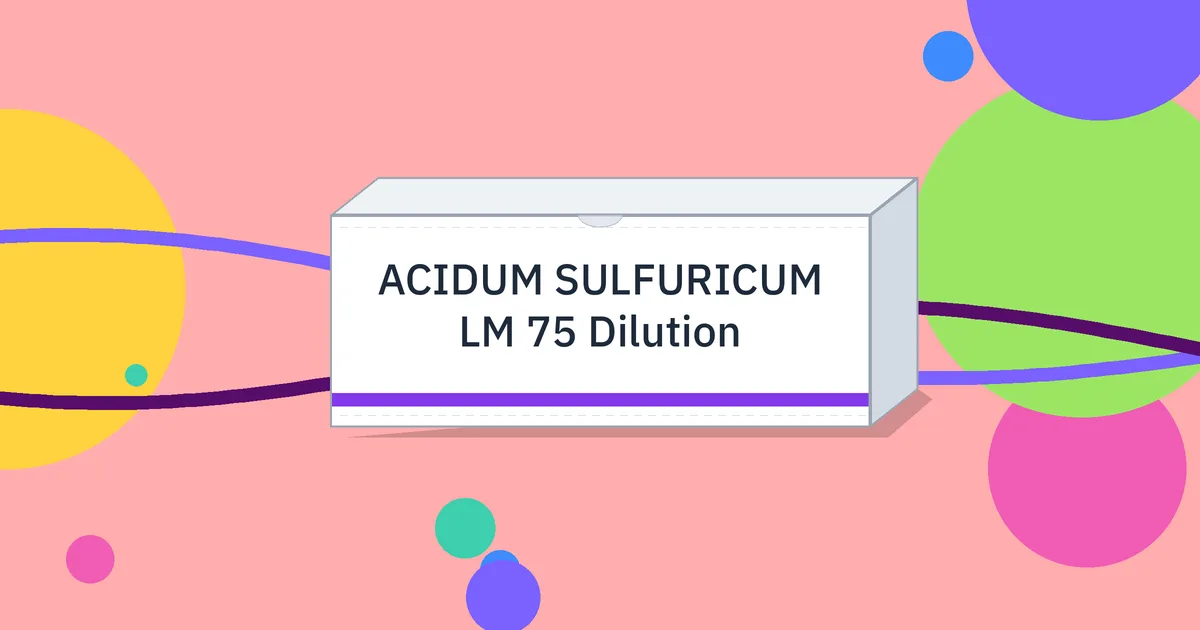 Symbolbild: Packung mit der Aufschrift ACIDUM SULFURICUM LM 75 Dilution (PZN 12754276) – Verfügbarkeit und Bezug in Apotheken in Frankfurt am Main