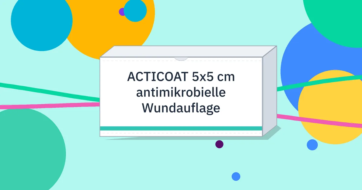 Symbolbild: Packung mit der Aufschrift ACTICOAT 5x5 cm antimikrobielle Wundauflage (PZN 18009674) – Verfügbarkeit und Bezug in Apotheken in Frankfurt am Main