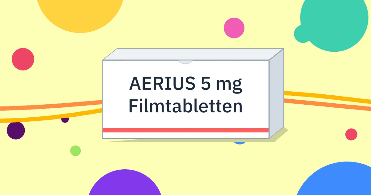 Symbolbild: Packung mit der Aufschrift AERIUS 5 mg Filmtabletten (PZN 03418929) – Verfügbarkeit und Bezug in Apotheken in Frankfurt am Main