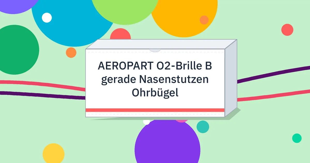 Symbolbild: Packung mit der Aufschrift AEROPART O2-Brille B gerade Nasenstutzen Ohrbügel (PZN 01075655) – Verfügbarkeit und Bezug in Apotheken in Frankfurt am Main