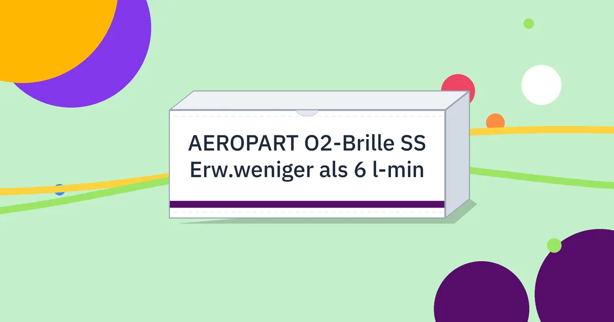 Symbolbild: Packung mit der Aufschrift AEROPART O2-Brille SS Erw.weniger als 6 l-min (PZN 01075537) – Verfügbarkeit und Bezug in Apotheken in Frankfurt am Main