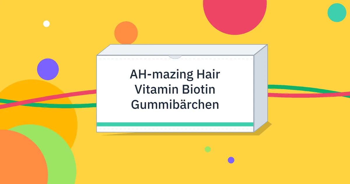 Symbolbild: Packung mit der Aufschrift AH-mazing Hair Vitamin Biotin Gummibärchen (PZN 17199313) – Verfügbarkeit und Bezug in Apotheken in Frankfurt am Main