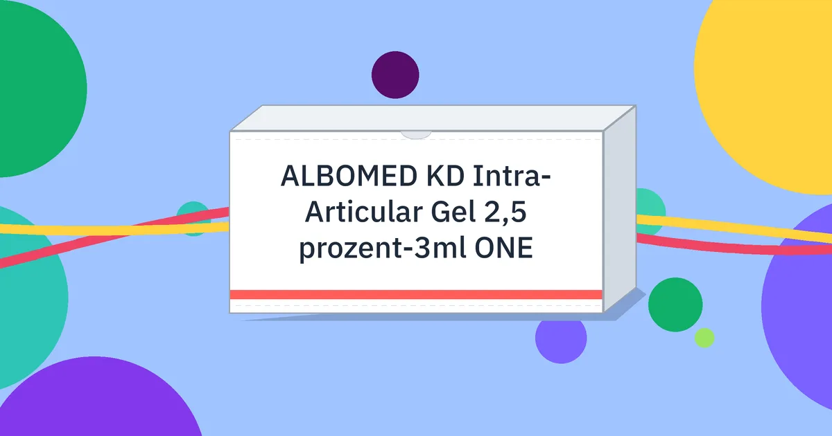Symbolbild: Packung mit der Aufschrift ALBOMED KD Intra-Articular Gel 2,5 prozent-3ml ONE (PZN 19683303) – Verfügbarkeit und Bezug in Apotheken in Frankfurt am Main