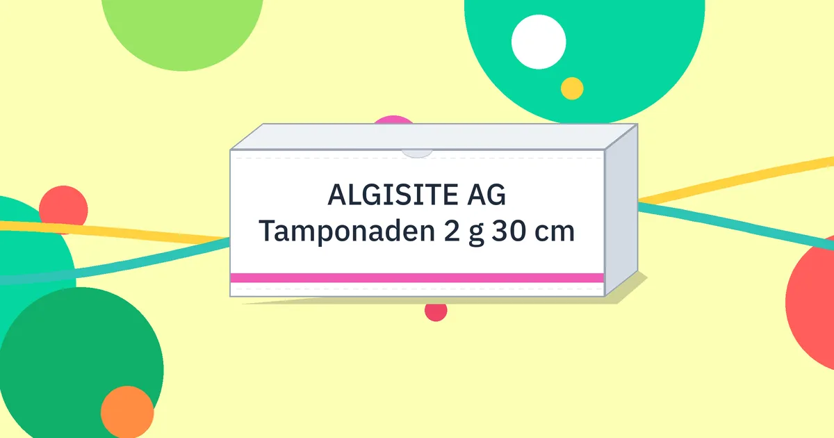 Symbolbild: Packung mit der Aufschrift ALGISITE AG Tamponaden 2 g 30 cm (PZN 05868909) – Verfügbarkeit und Bezug in Apotheken in Frankfurt am Main