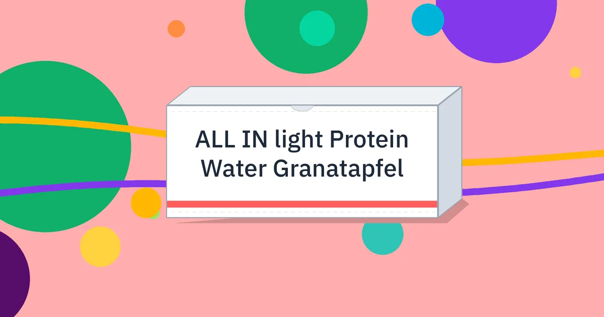 Symbolbild: Packung mit der Aufschrift ALL IN light Protein Water Granatapfel (PZN 15225845) – Verfügbarkeit und Bezug in Apotheken in Frankfurt am Main