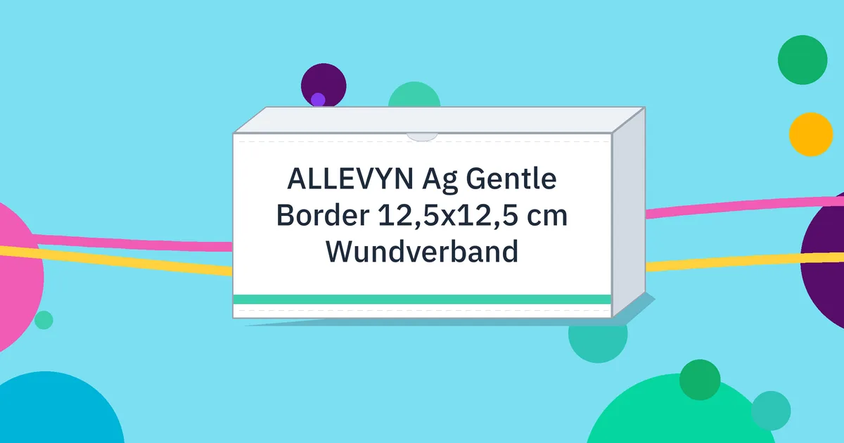 Symbolbild: Packung mit der Aufschrift ALLEVYN Ag Gentle Border 12,5x12,5 cm Wundverband (PZN 12464101) – Verfügbarkeit und Bezug in Apotheken in Frankfurt am Main