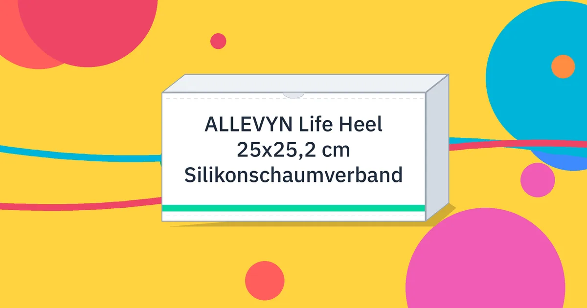 Symbolbild: Packung mit der Aufschrift ALLEVYN Life Heel 25x25,2 cm Silikonschaumverband (PZN 20354266) – Verfügbarkeit und Bezug in Apotheken in Frankfurt am Main