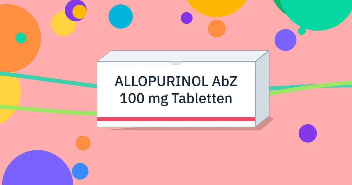 Symbolbild: Packung mit der Aufschrift ALLOPURINOL AbZ 100 mg Tabletten (PZN 01014613) – Verfügbarkeit und Bezug in Apotheken in Frankfurt am Main