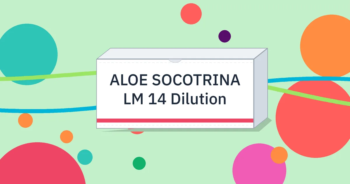 Symbolbild: Packung mit der Aufschrift ALOE SOCOTRINA LM 14 Dilution (PZN 13313410) – Verfügbarkeit und Bezug in Apotheken in Frankfurt am Main