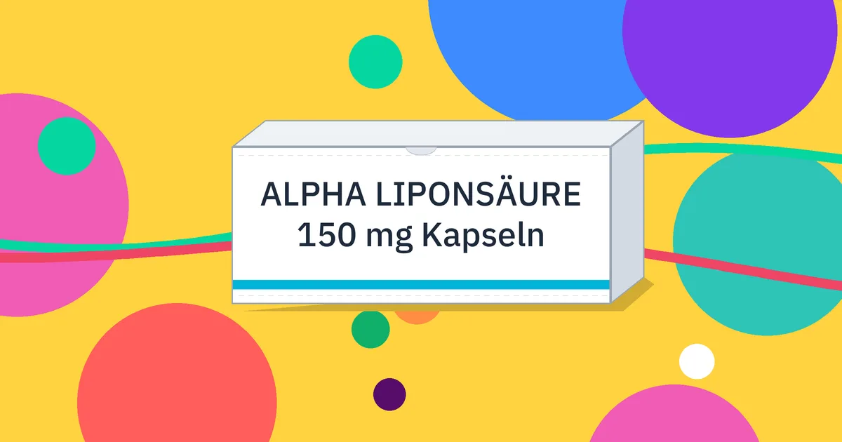 Symbolbild: Packung mit der Aufschrift ALPHA LIPONSÄURE 150 mg Kapseln (PZN 19213827) – Verfügbarkeit und Bezug in Apotheken in Frankfurt am Main