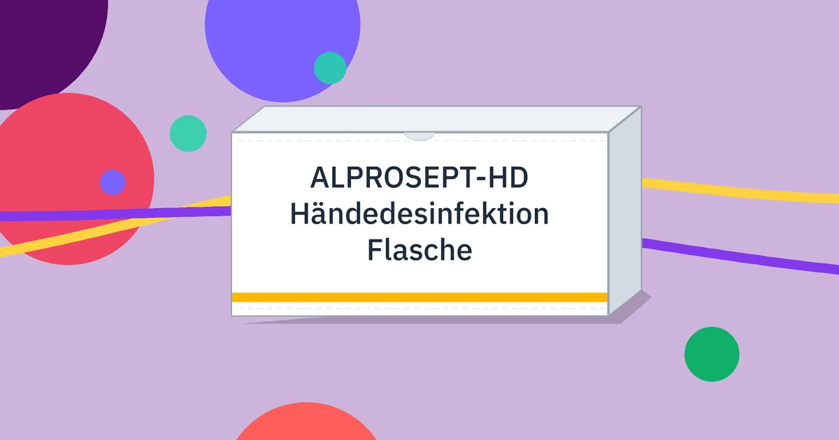 Symbolbild: Packung mit der Aufschrift ALPROSEPT-HD Händedesinfektion Flasche (PZN 05996211) – Verfügbarkeit und Bezug in Apotheken in Frankfurt am Main