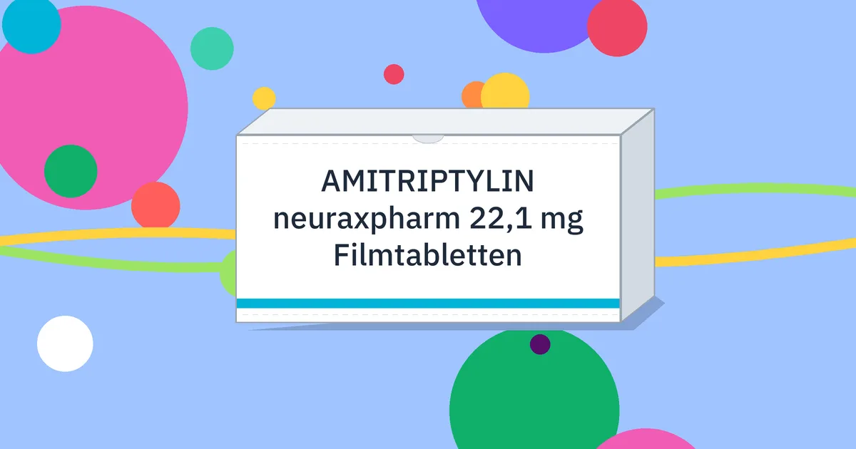 Symbolbild: Packung mit der Aufschrift AMITRIPTYLIN neuraxpharm 22,1 mg Filmtabletten (PZN 18265348) – Verfügbarkeit und Bezug in Apotheken in Frankfurt am Main