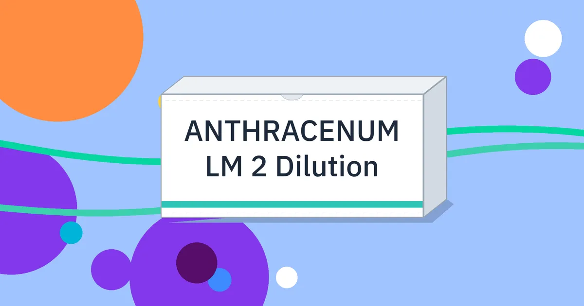 Symbolbild: Packung mit der Aufschrift ANTHRACENUM LM 2 Dilution (PZN 13370164) – Verfügbarkeit und Bezug in Apotheken in Frankfurt am Main