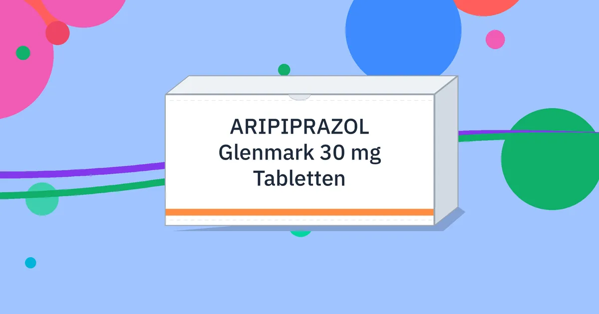 Symbolbild: Packung mit der Aufschrift ARIPIPRAZOL Glenmark 30 mg Tabletten (PZN 10788472) – Verfügbarkeit und Bezug in Apotheken in Frankfurt am Main