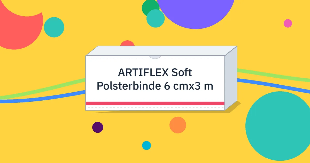 Symbolbild: Packung mit der Aufschrift ARTIFLEX Soft Polsterbinde 6 cmx3 m (PZN 12776763) – Verfügbarkeit und Bezug in Apotheken in Frankfurt am Main