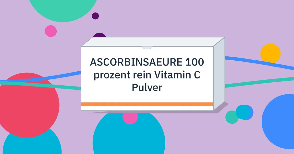 Symbolbild: Packung mit der Aufschrift ASCORBINSAEURE 100 prozent rein Vitamin C Pulver (PZN 17946129) – Verfügbarkeit und Bezug in Apotheken in Frankfurt am Main