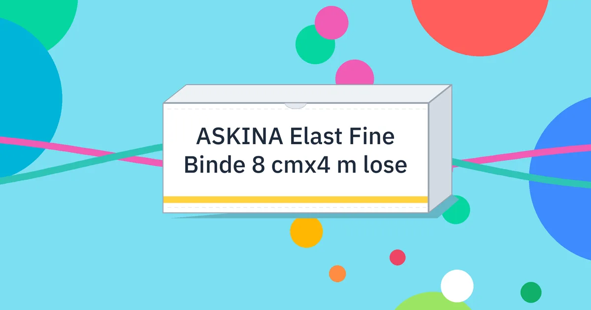 Symbolbild: Packung mit der Aufschrift ASKINA Elast Fine Binde 8 cmx4 m lose (PZN 01298036) – Verfügbarkeit und Bezug in Apotheken in Frankfurt am Main