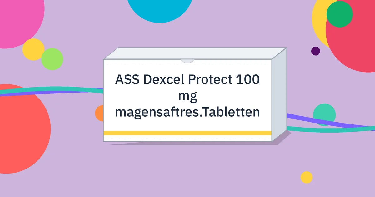 Symbolbild: Packung mit der Aufschrift ASS Dexcel Protect 100 mg magensaftres.Tabletten (PZN 09318809) – Verfügbarkeit und Bezug in Apotheken in Frankfurt am Main