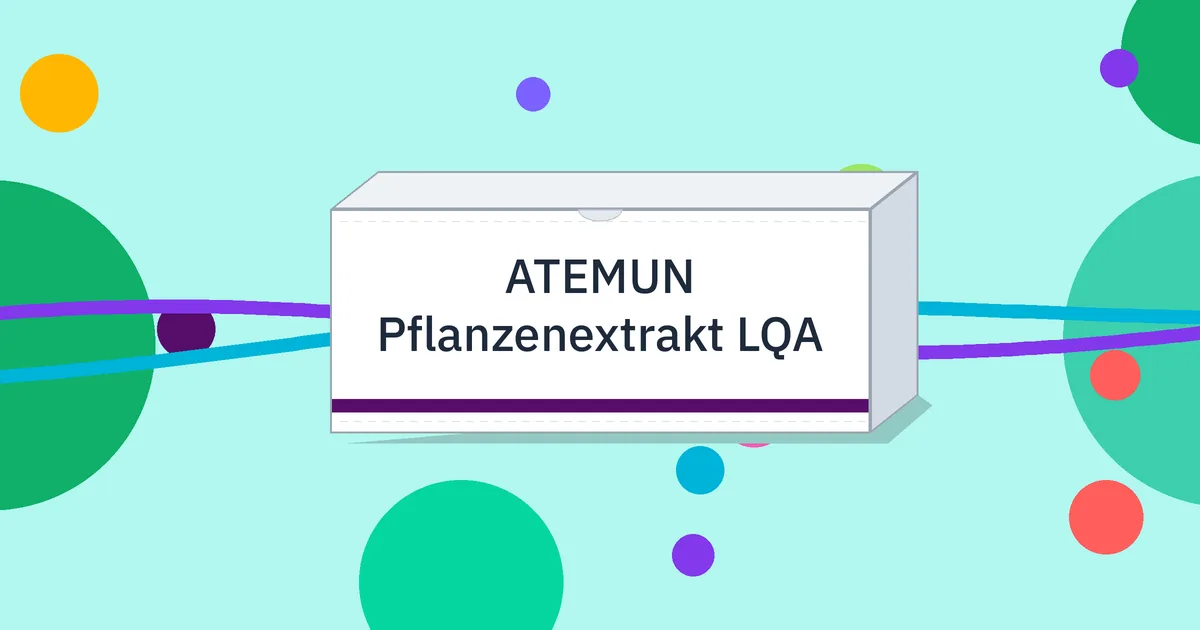 Symbolbild: Packung mit der Aufschrift ATEMUN Pflanzenextrakt LQA (PZN 07038388) – Verfügbarkeit und Bezug in Apotheken in Frankfurt am Main