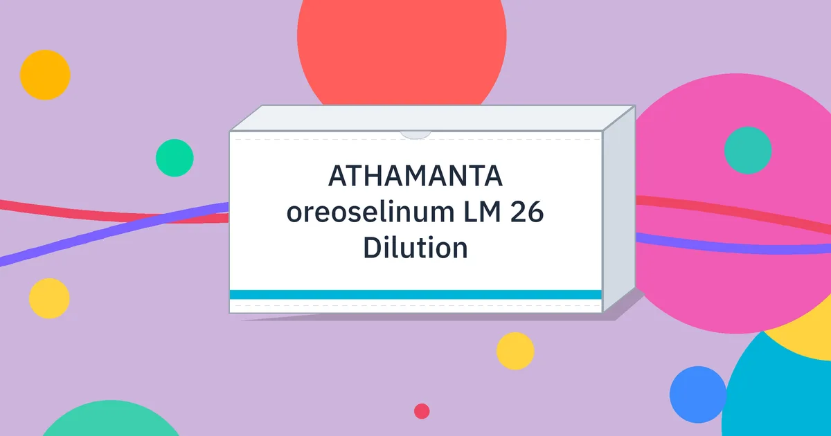 Symbolbild: Packung mit der Aufschrift ATHAMANTA oreoselinum LM 26 Dilution (PZN 13406212) – Verfügbarkeit und Bezug in Apotheken in Frankfurt am Main