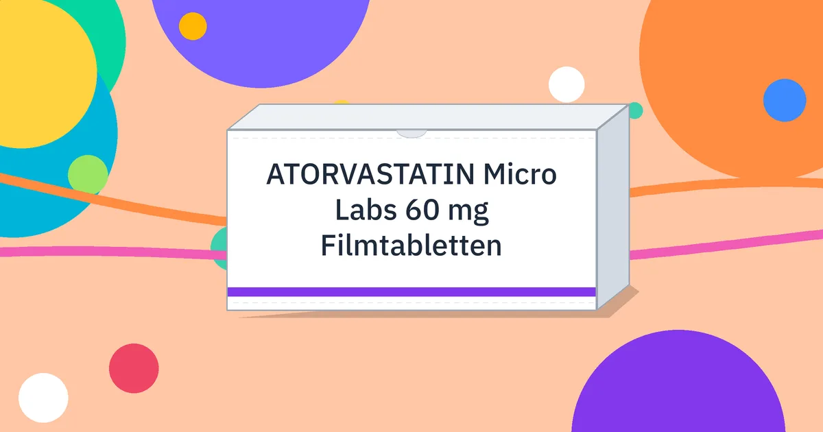 Symbolbild: Packung mit der Aufschrift ATORVASTATIN Micro Labs 60 mg Filmtabletten (PZN 18214799) – Verfügbarkeit und Bezug in Apotheken in Frankfurt am Main