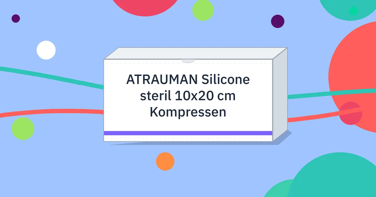 Symbolbild: Packung mit der Aufschrift ATRAUMAN Silicone steril 10x20 cm Kompressen (PZN 17952466) – Verfügbarkeit und Bezug in Apotheken in Frankfurt am Main
