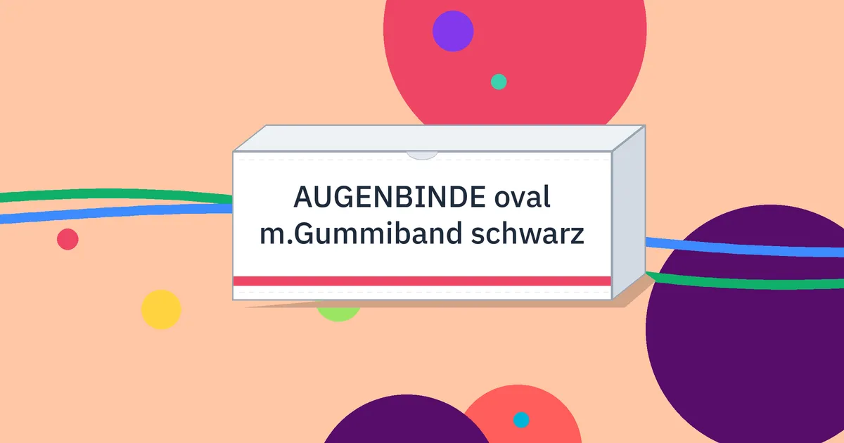 Symbolbild: Packung mit der Aufschrift AUGENBINDE oval m.Gummiband schwarz (PZN 04755422) – Verfügbarkeit und Bezug in Apotheken in Frankfurt am Main