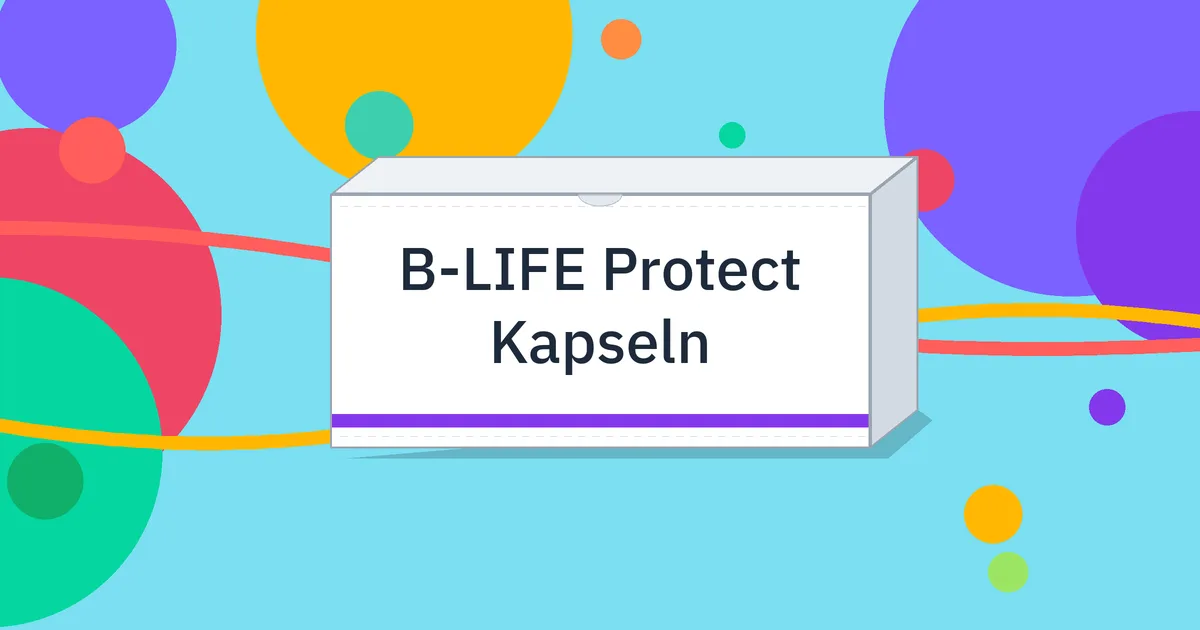 Symbolbild: Packung mit der Aufschrift B-LIFE Protect Kapseln (PZN 09489847) – Verfügbarkeit und Bezug in Apotheken in Frankfurt am Main