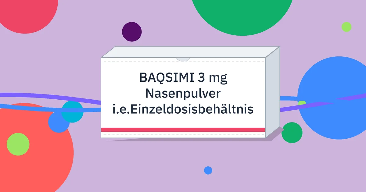 Symbolbild: Packung mit der Aufschrift BAQSIMI 3 mg Nasenpulver i.e.Einzeldosisbehältnis (PZN 18131872) – Verfügbarkeit und Bezug in Apotheken in Frankfurt am Main
