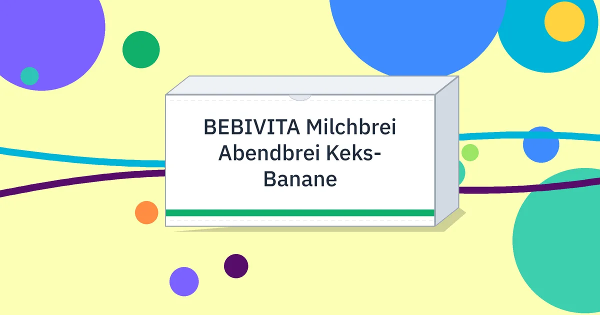 Symbolbild: Packung mit der Aufschrift BEBIVITA Milchbrei Abendbrei Keks-Banane (PZN 15389601) – Verfügbarkeit und Bezug in Apotheken in Frankfurt am Main