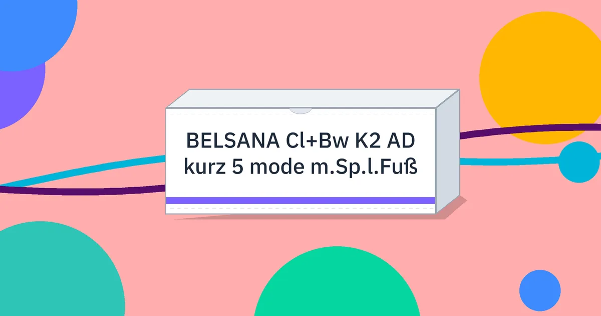 Symbolbild: Packung mit der Aufschrift BELSANA Cl+Bw K2 AD kurz 5 mode m.Sp.l.Fuß (PZN 12241861) – Verfügbarkeit und Bezug in Apotheken in Frankfurt am Main