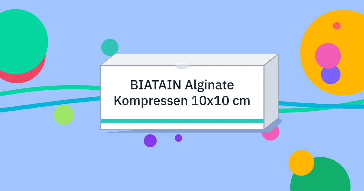 Symbolbild: Packung mit der Aufschrift BIATAIN Alginate Kompressen 10x10 cm (PZN 12367326) – Verfügbarkeit und Bezug in Apotheken in Frankfurt am Main